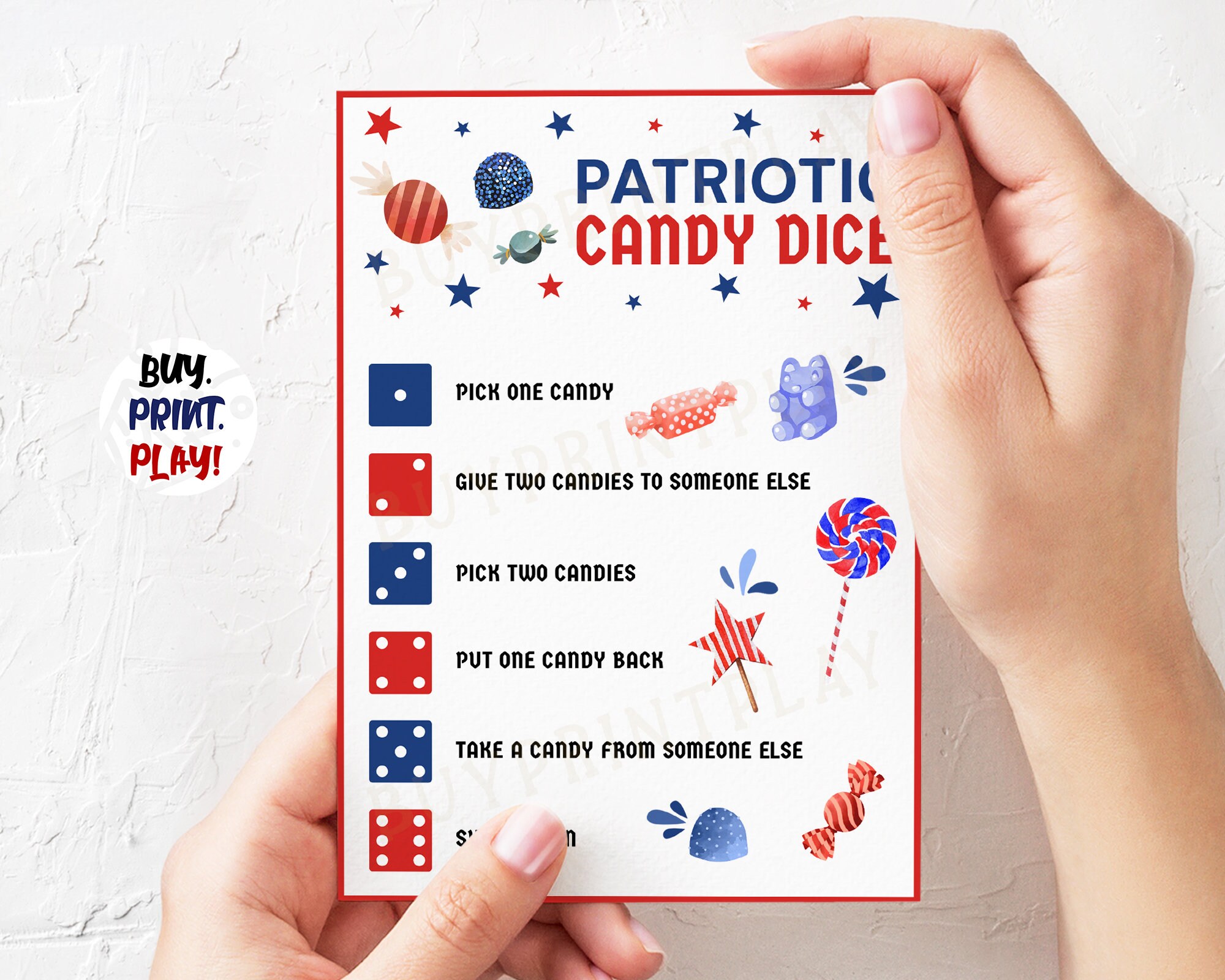 4th of July Candy Dice for Kids US Independence Day - Etsy