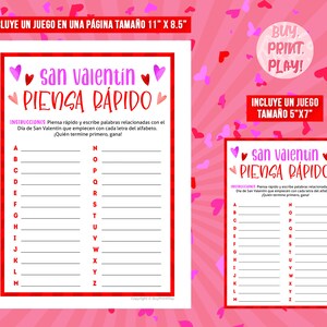 Juegos de San Valentin - Piensa Rápido | Imprimibles en español ...