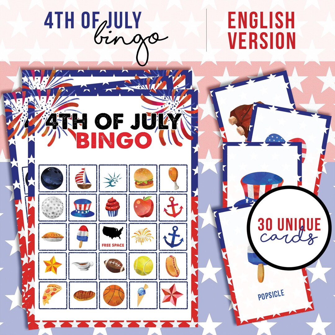 4th of July Bingo | Independence Day Bingo | Printable Game - Etsy