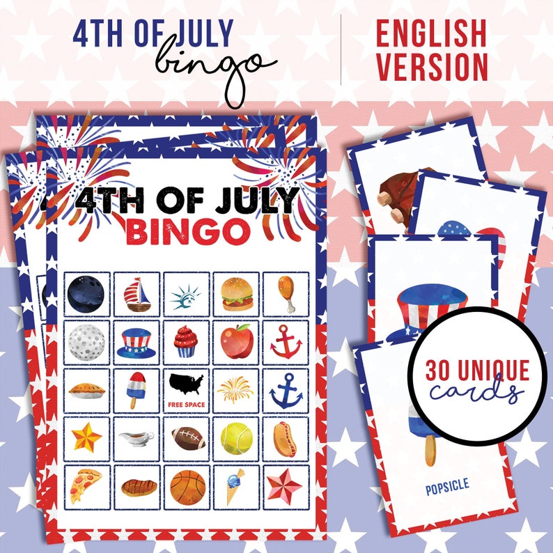4th of July Bingo Independence Day Bingo Printable Game - Etsy