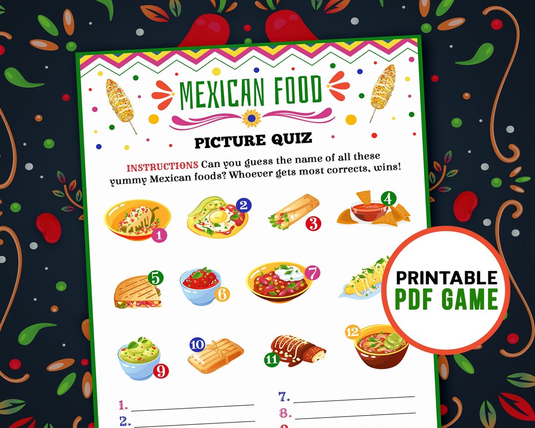 Cinco De Mayo Mexican Food Trivia | Cinco De Mayo Printable Games ...