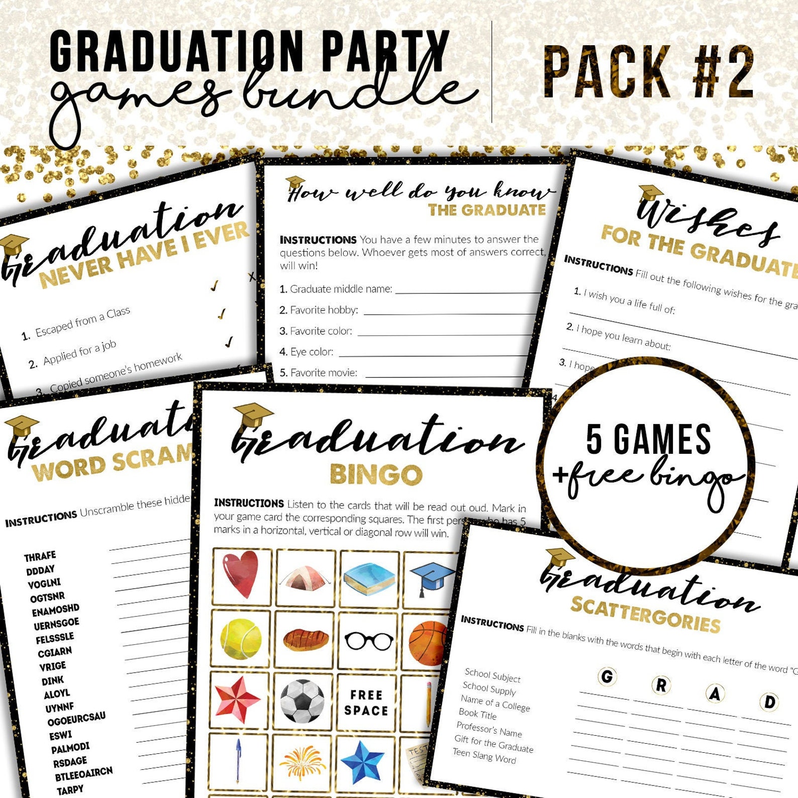 Graduation Games Bundle Grad Class of 2023 Party Printable - Etsy