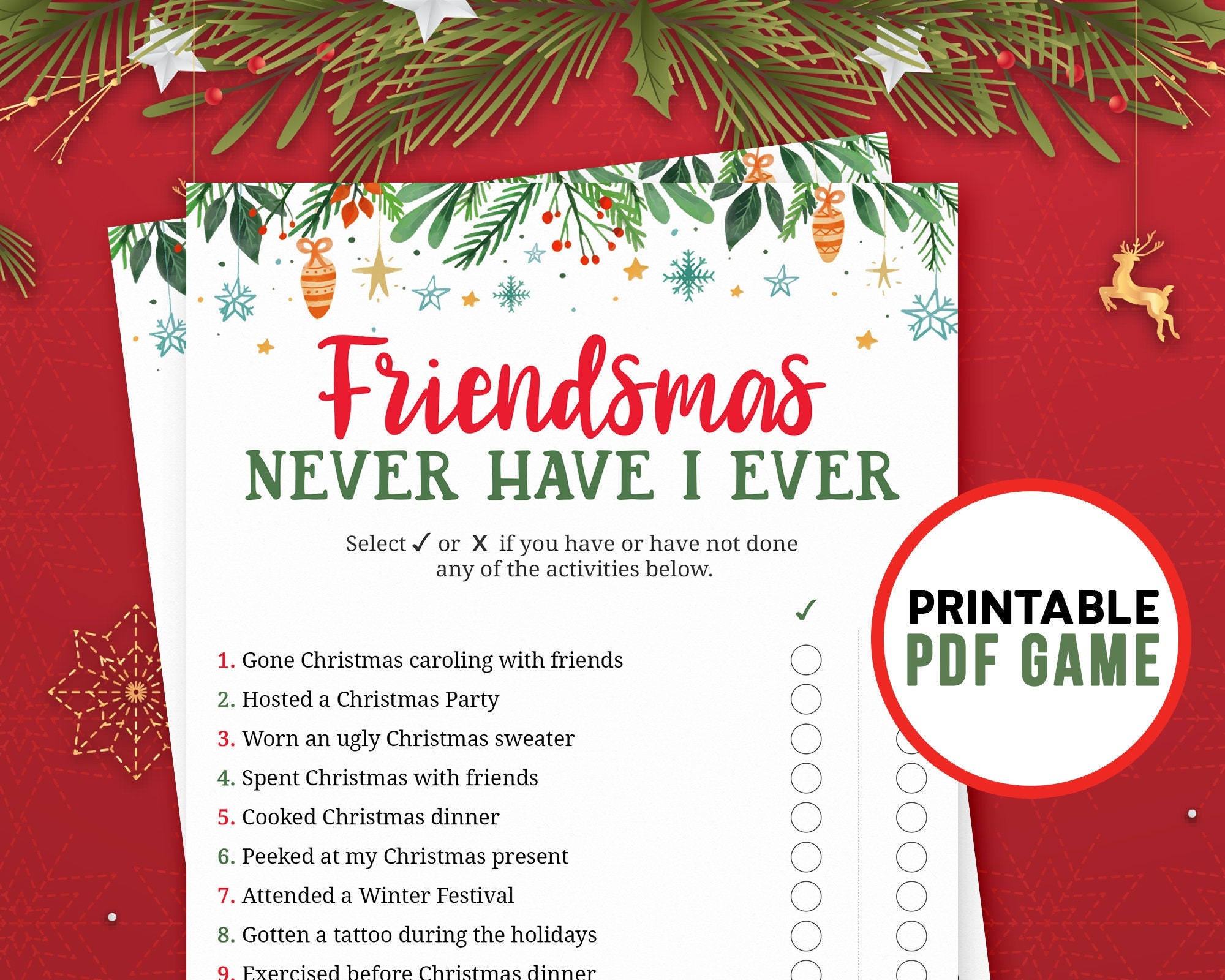 Friendsmas Never Have I Ever Christmas Games for Adults - Etsy