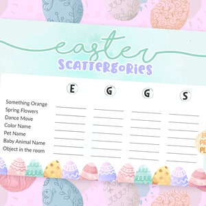 Printable Easter Scattergories Game Listing Categories Cards | Etsy
