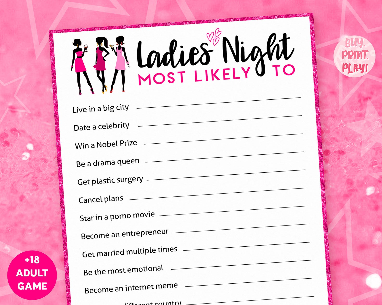 Ladies Night Games Bundle Girls Night Games Bachelorette | Etsy