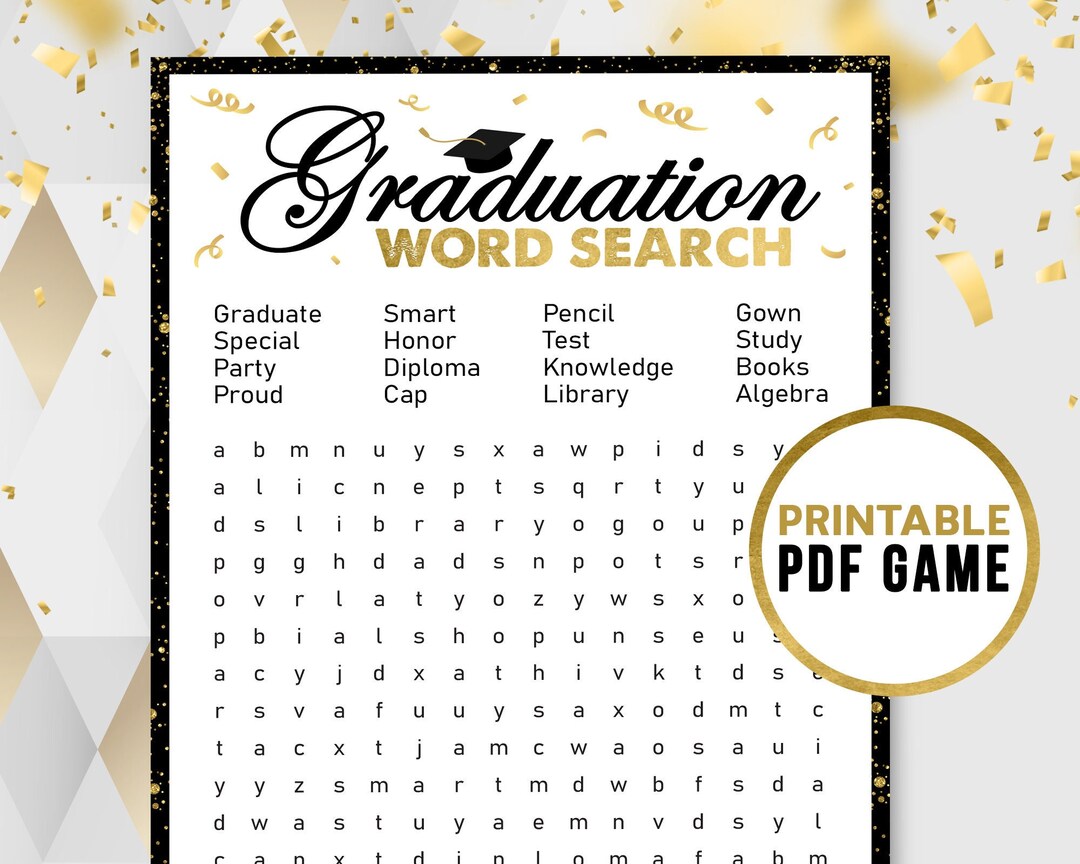 Graduation Word Search | Party Printable Games | Class of 2023 High ...