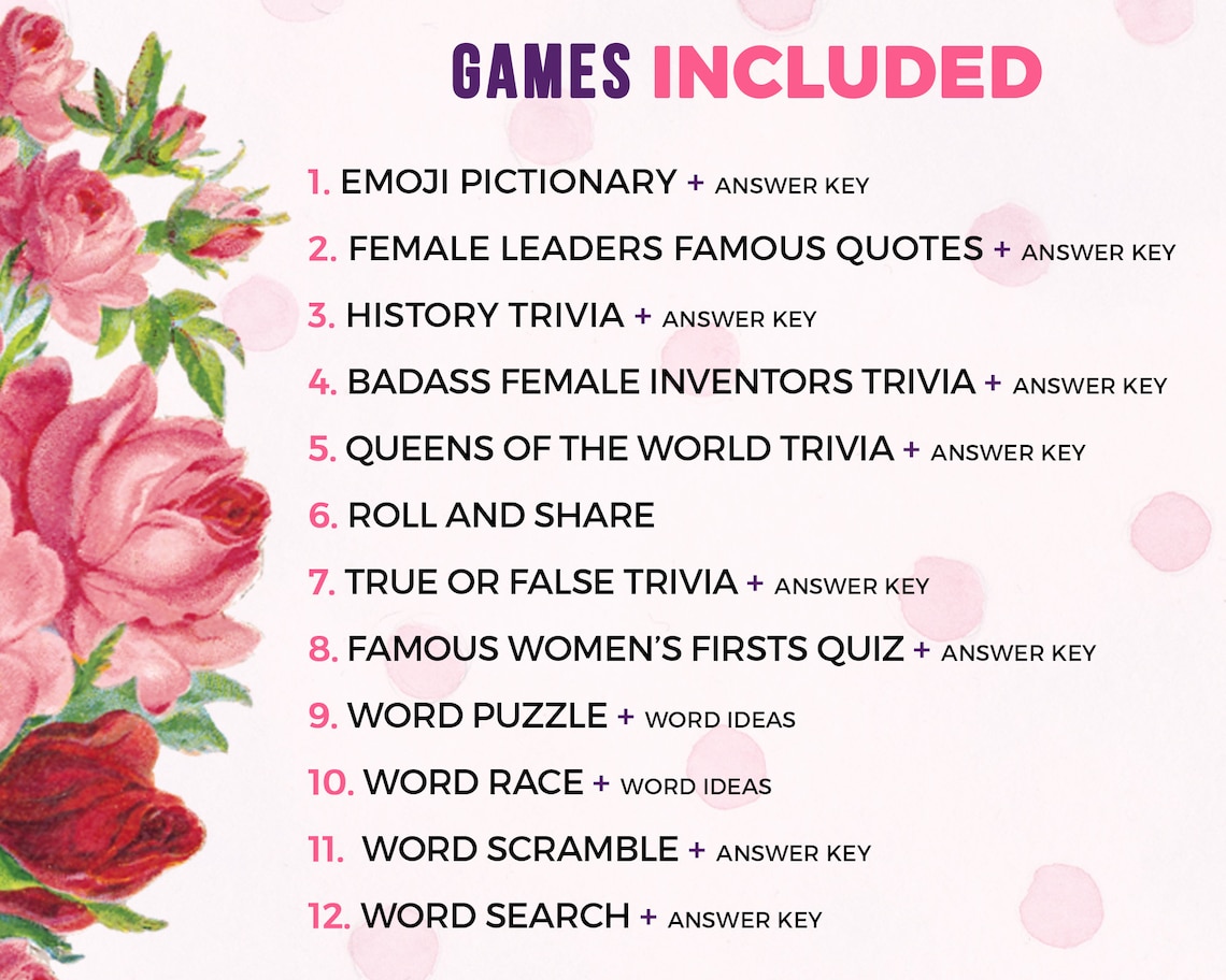 International Women's Day Activity Games Pack Womens - Etsy