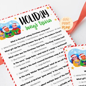 Holiday Christmas Music Trivia Game for Work | Office Party Printable ...