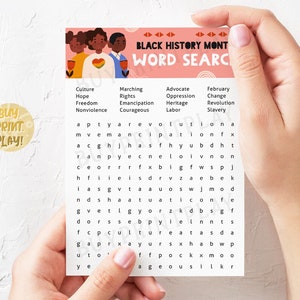 Black History Month Word Search | American History Printable Activity ...