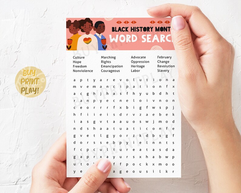 Black History Month Word Search American History Printable | Etsy