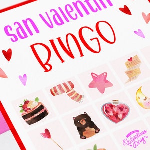 Valentines Day Bingo in Spanish Games for Kids and Adults Bingo De San ...