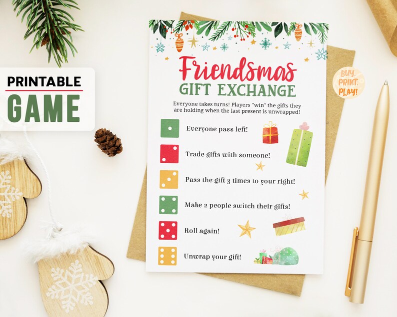 Friendsmas Gift Exchange Dice Game Christmas Party Games for - Etsy