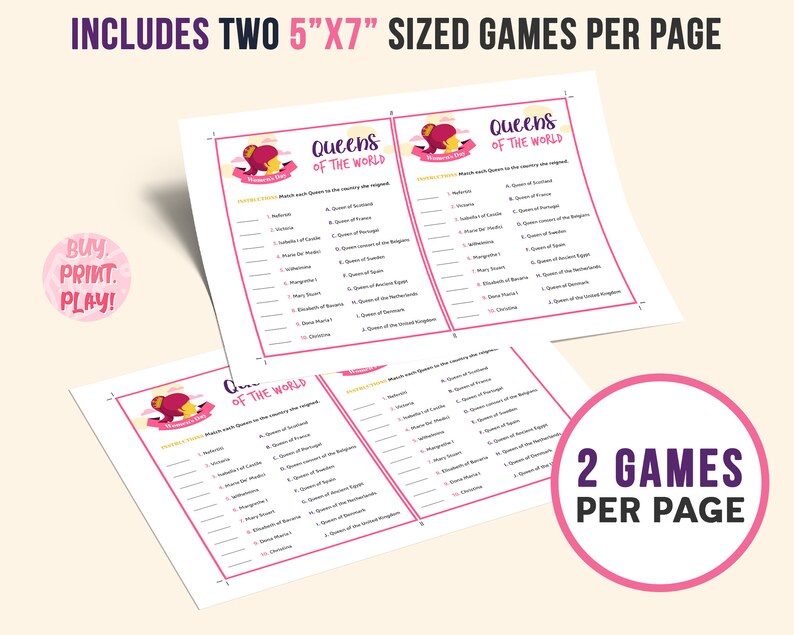 International Women's Day Activity Games Pack Womens - Etsy