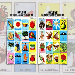 50 Mexican Loteria Game Cards | 2 Different Versions (100 Total ...