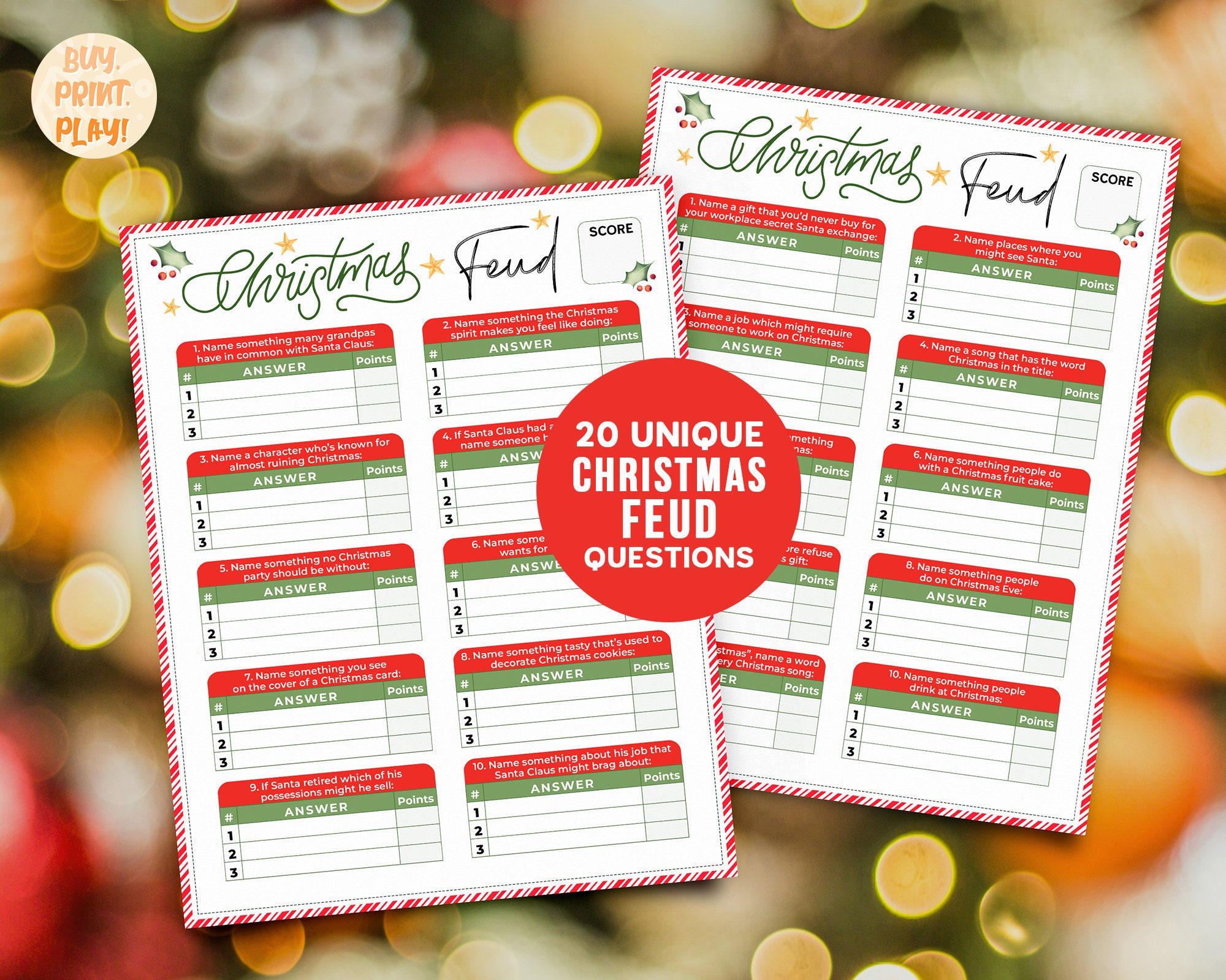 Christmas Family Feud Game Party Printable Trivia Games for - Etsy