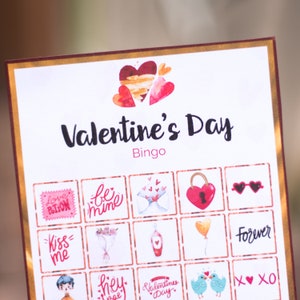 Valentine Bingo Game Printable Party Game Valentine's - Etsy