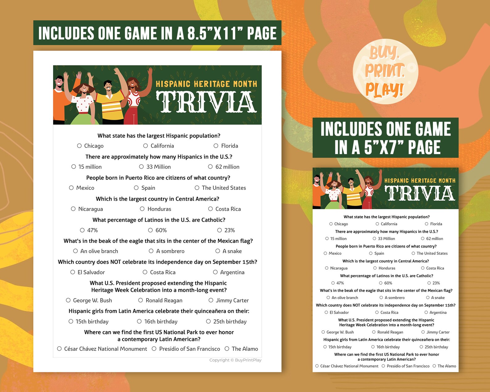 Hispanic Heritage Month Trivia Game Latin American History - Etsy