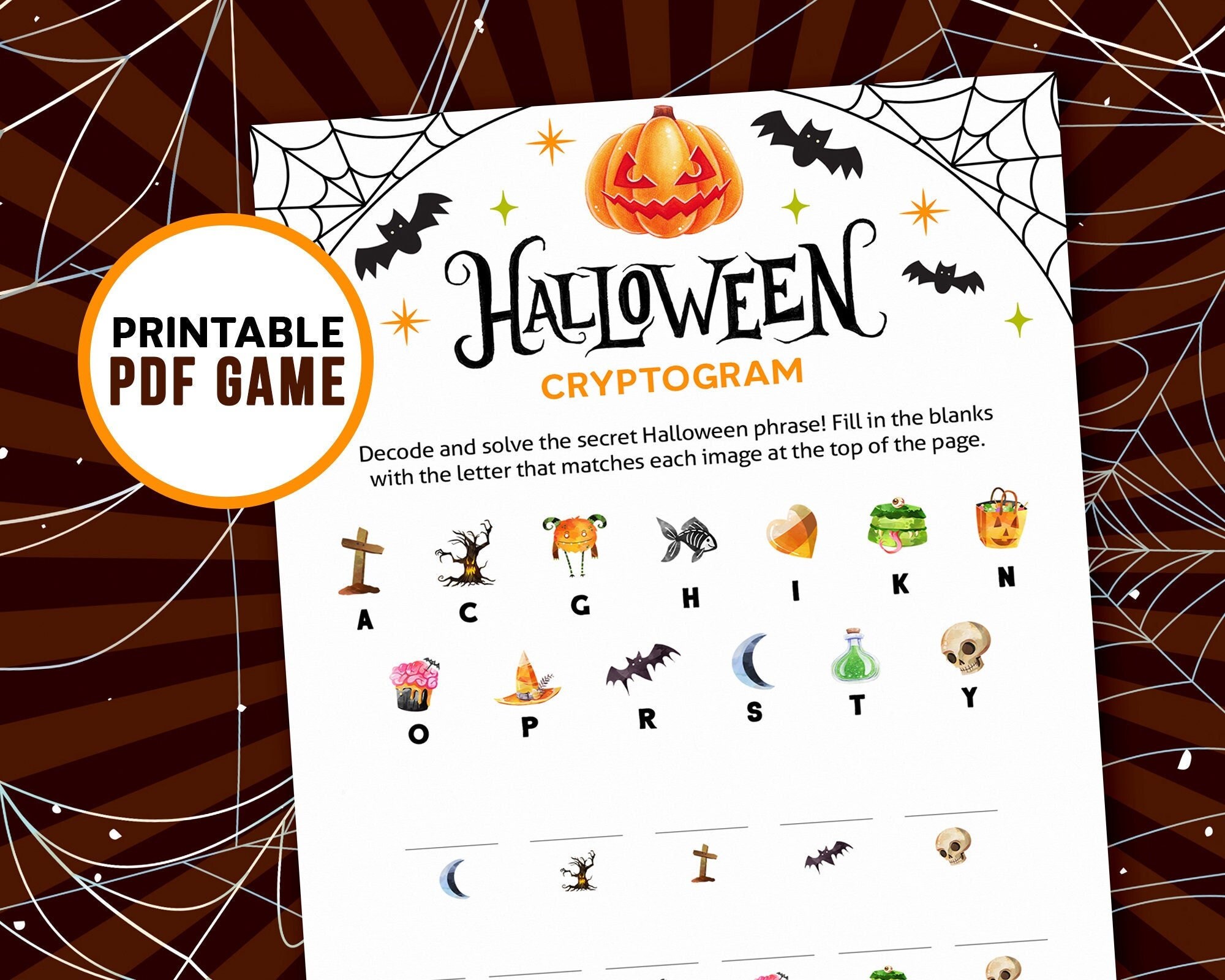 Halloween Games for Kids Cryptogram Halloween Printables - Etsy