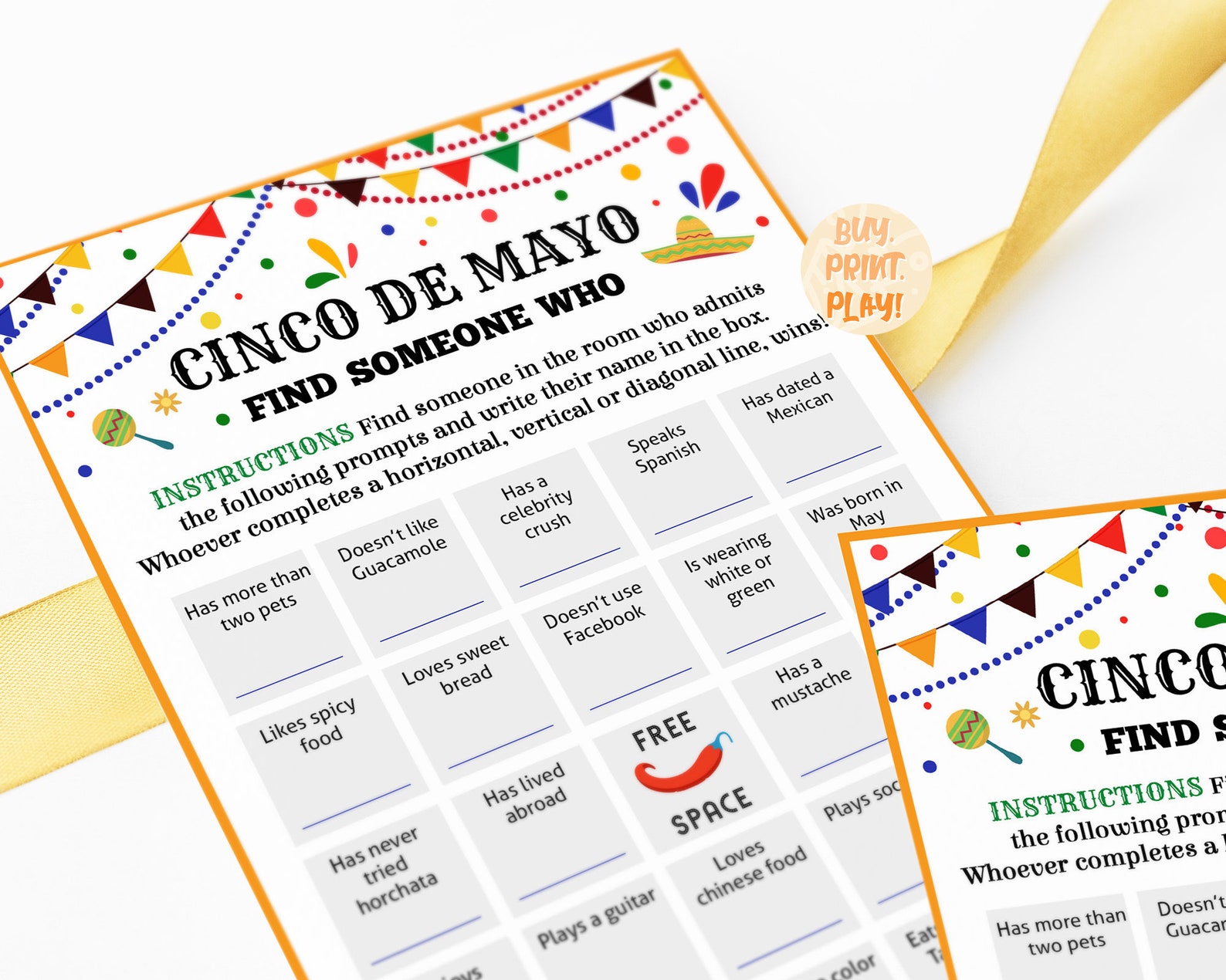 Cinco De Mayo Find the Guest Bingo Mexican Fiesta Find - Etsy
