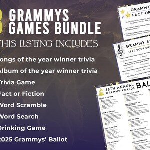 2025 Grammys Party Games Bundle | 8 Printable Activities for 67th Music ...