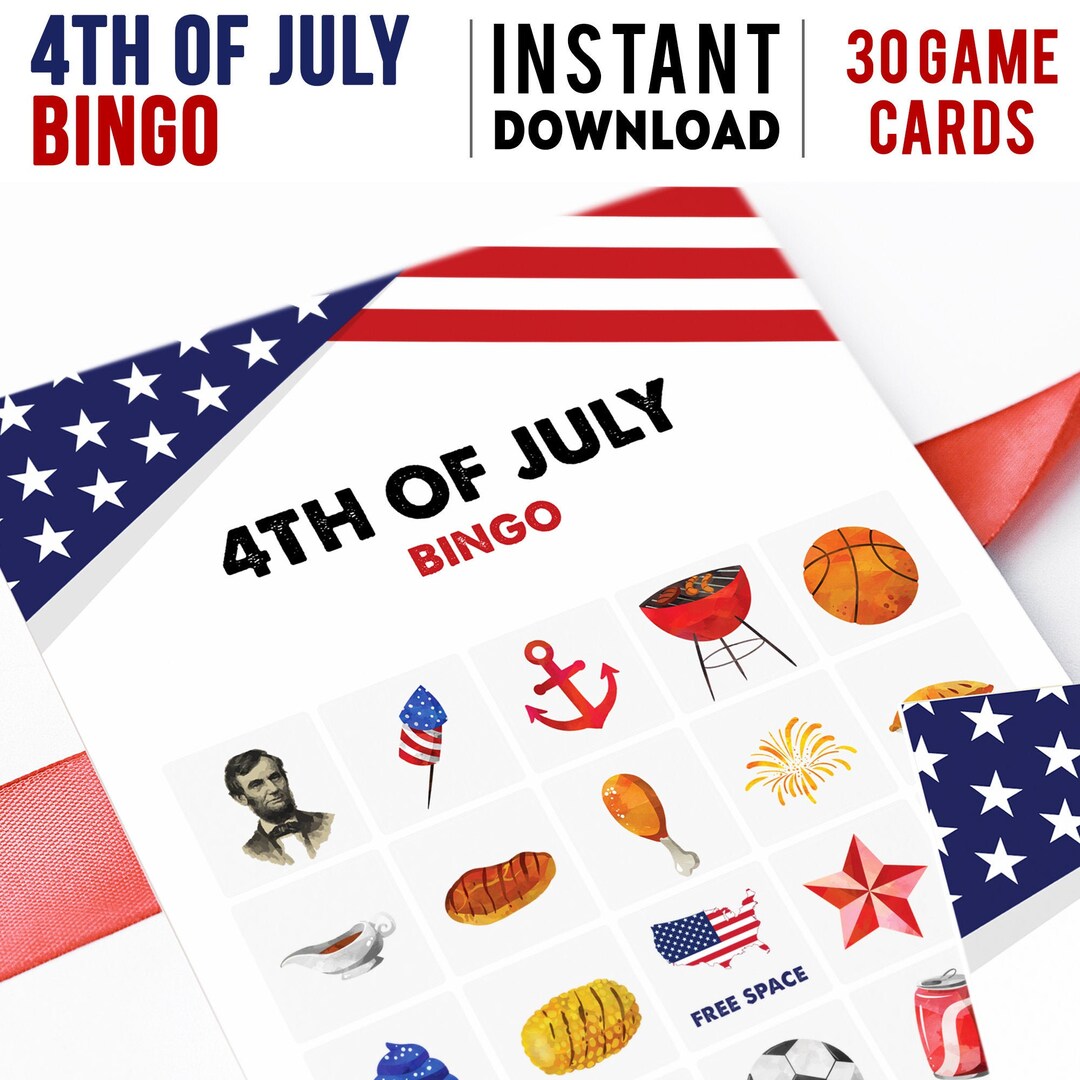 4th of July Bingo Game for Kids & Adults | Patriotic United States ...