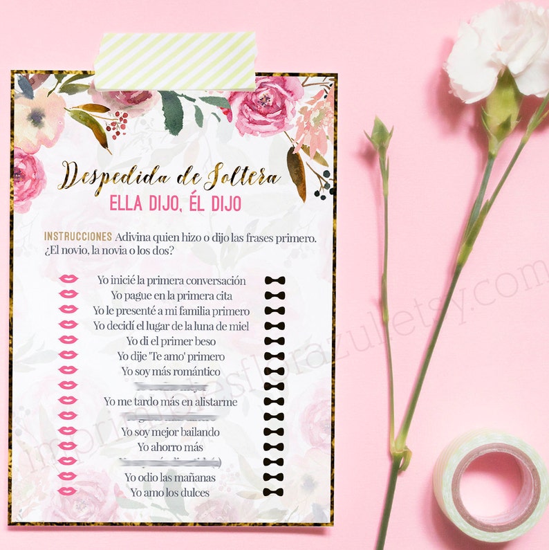 Juegos para Despedida de Soltera Spanish Bridal Shower - Etsy España