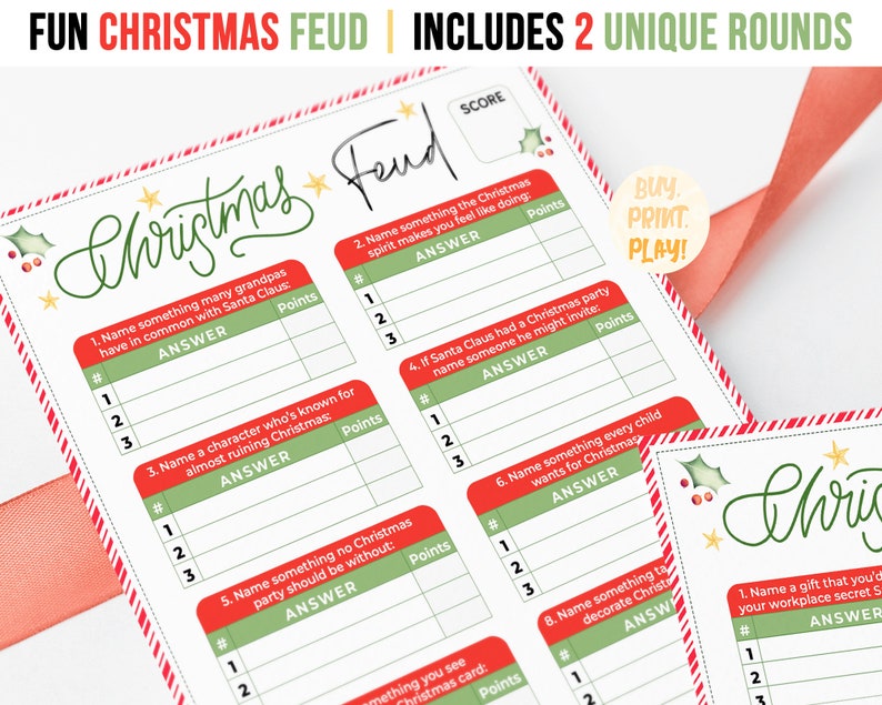 Christmas Family Feud Game Party Printable Trivia Games for - Etsy