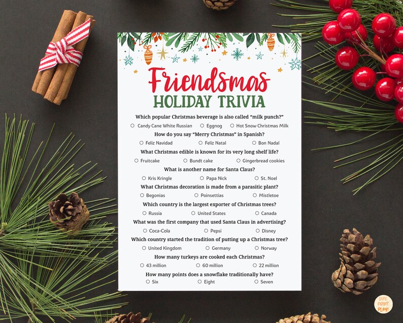 Friendsmas Games Holiday Trivia Christmas Friends Party - Etsy