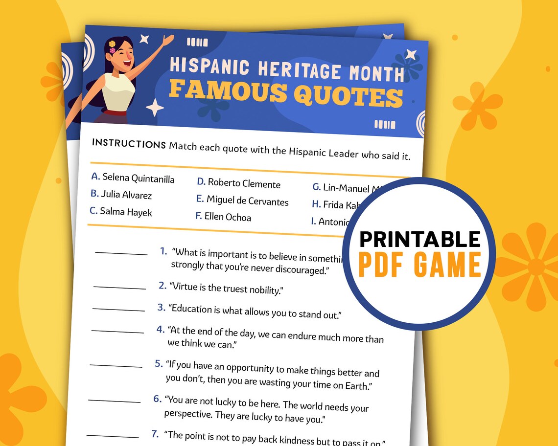 Hispanic Heritage Month Games Bundle History Printable - Etsy