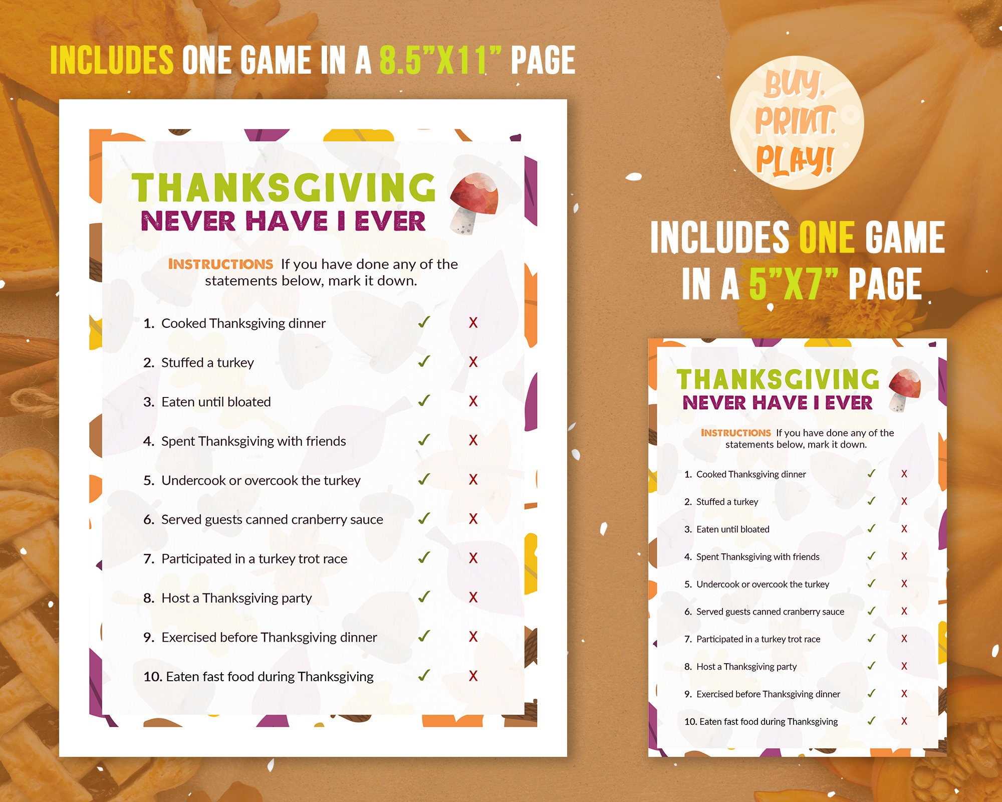Thanksgiving Games Never Have I Ever Thanksgiving | Etsy