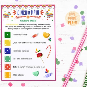 Cinco De Mayo Candy Dice | Printable Games for Kids & Adults | Mexican ...