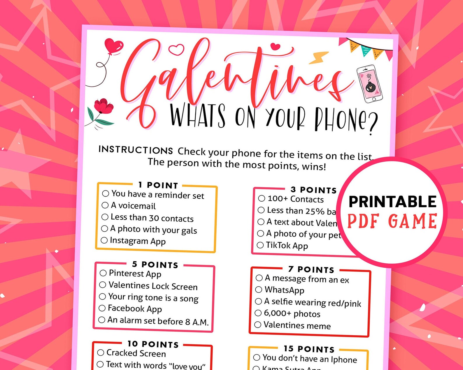 Galentines Whats on Your Phone Valentines Day Printable - Etsy