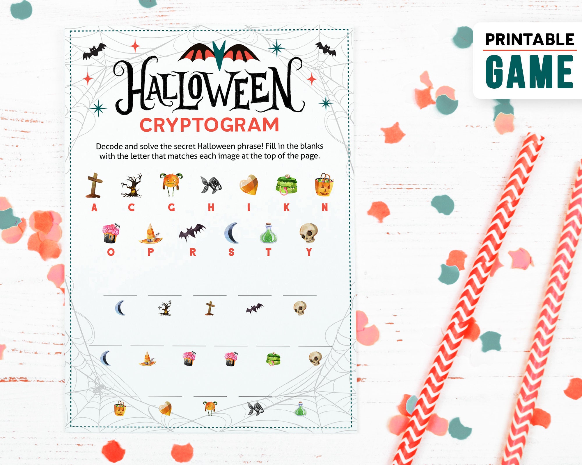 Halloween Cryptogram Printable Games for Kids & Adults - Etsy