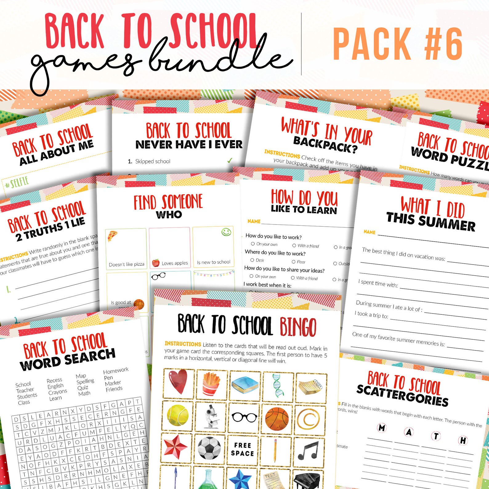Back to School Printable Games School Activity Bundle - Etsy