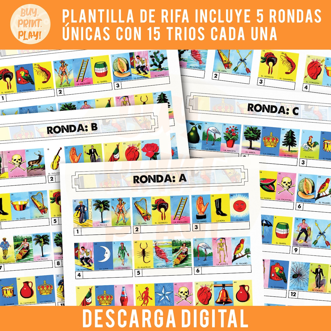 Pack de Rifa de Loteria Mexicana Incluye 4 tipos de rifa | Etsy España