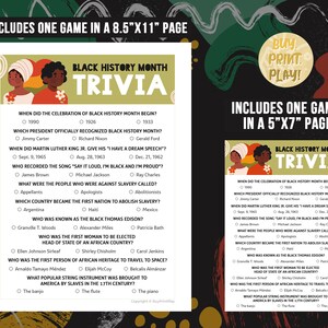 Black History Month Trivia | American History Printable Games ...