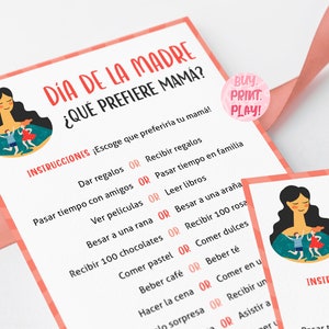 Mothers Day Would She Rather in Spanish | This or That | Games for Kids ...