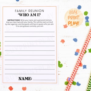Family Reunion Games - Who Am I | Family Gathering Activity | Party ...