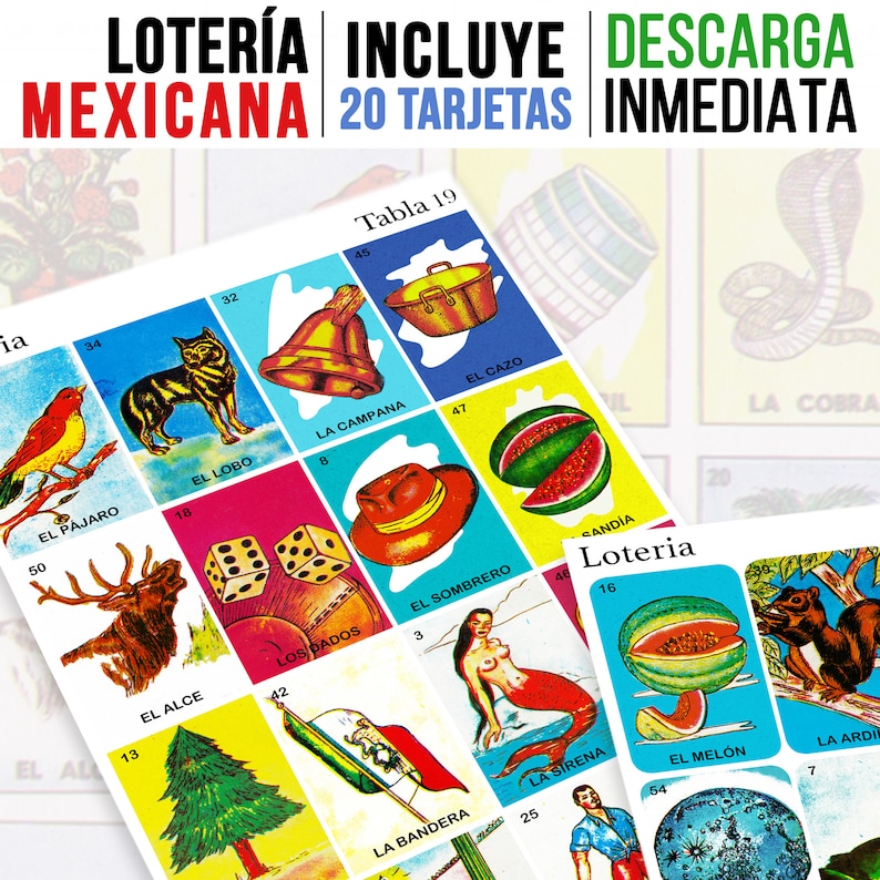 20 Mexican Loteria Cards for Family Night Loteria Mexicana - Etsy