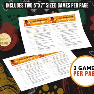 Black History Famous Quotes Trivia Game | American History Printable ...