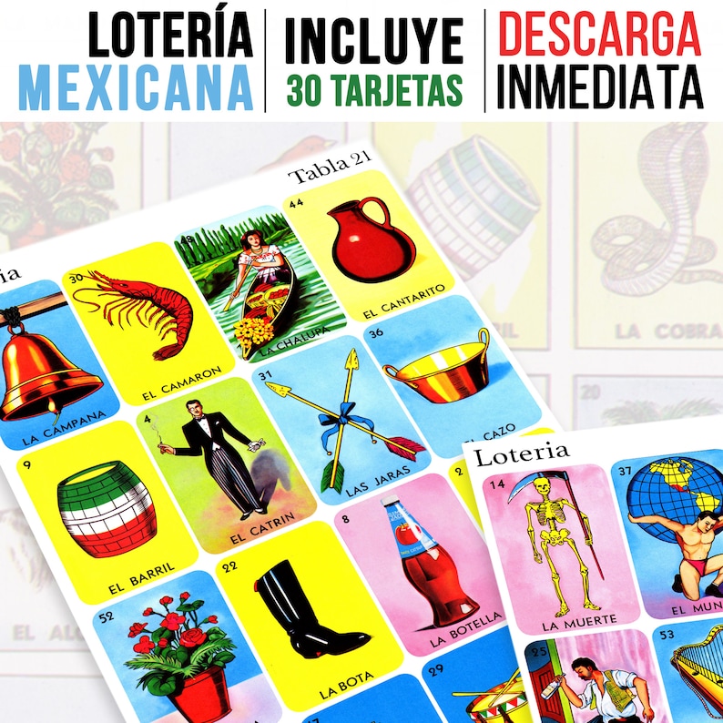 30 Mexican Loteria Cards Juego De Lotería Mexicana Print | Etsy