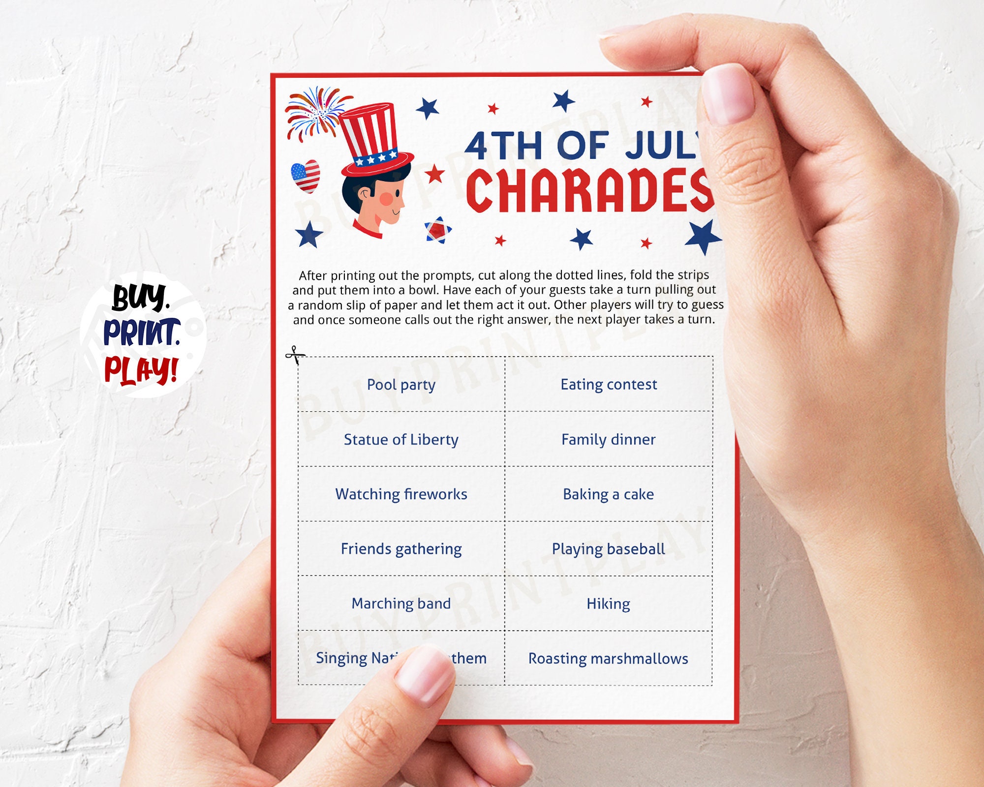 34 Fourth of July Charades Prompts Patriotic Printable Games - Etsy