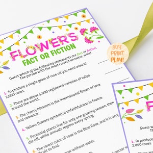 Spring Flowers Trivia Game | Fact or Fiction | True or False Printable ...