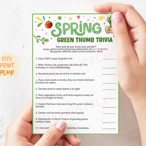 Green Thumb Trivia Game | Gardening Quiz | Spring Fact or Fiction ...