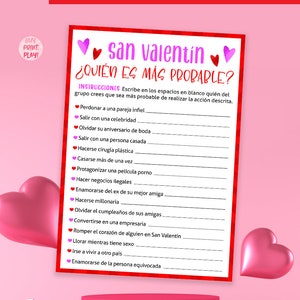 Juegos de San Valentin - ¿Quien es mas probable? | Actividades ...