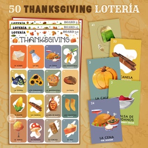 Thanksgiving Bingo Mexican Loteria in Spanish & English | Fun Family ...