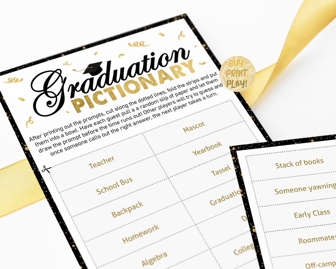 36 Graduation Pictionary Prompts Printable Games for High - Etsy
