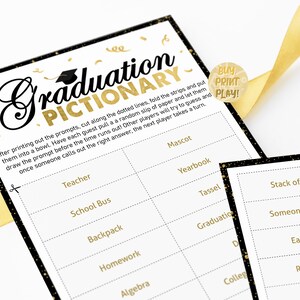 36 Graduation Pictionary Prompts | Printable Games for High School ...