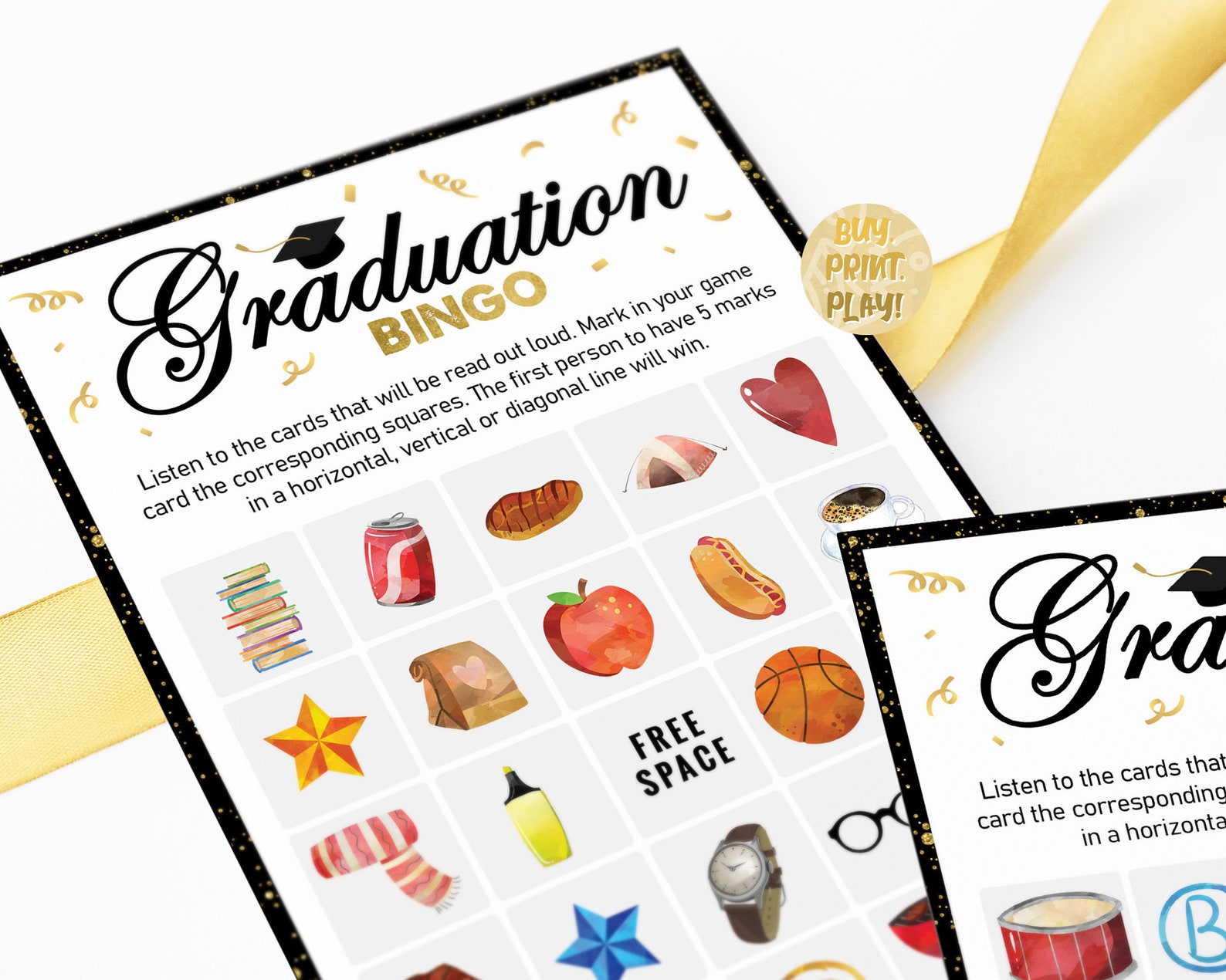 Graduation Bingo Black and Gold Graduation Party Game - Etsy