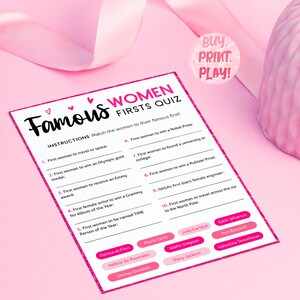 Women Firsts Trivia | Ladies Night Games | Girls Night in & Out Quiz ...